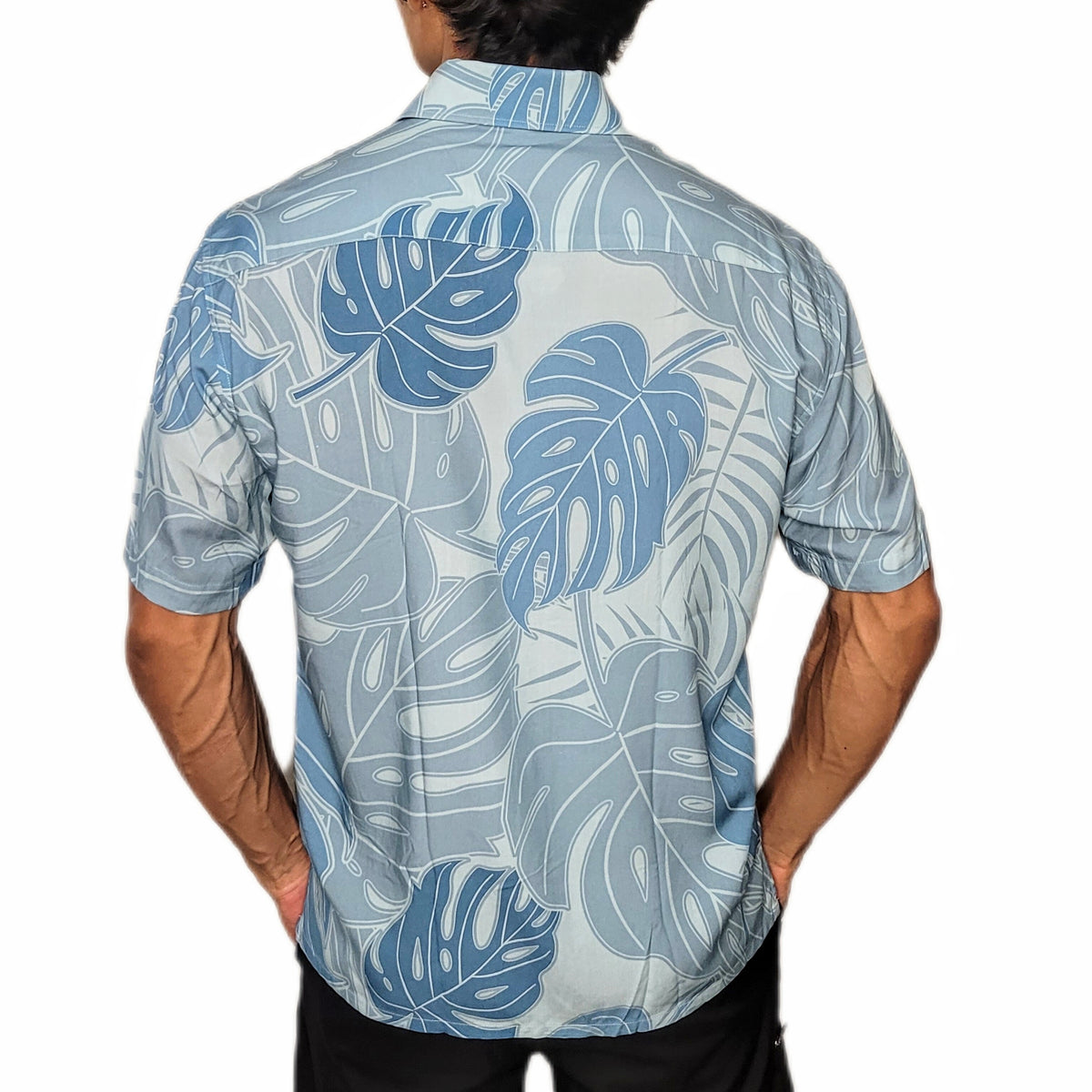 Aloha Shirt (Blue Monstera) – Good Living Hawaii Co